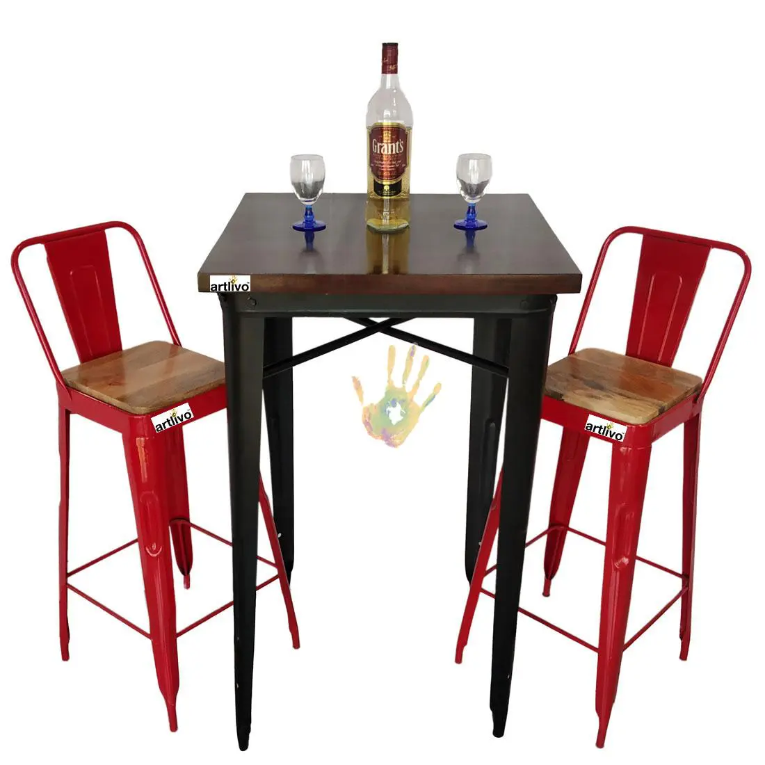 French style 2 seater Bar Table 25" Top - Walnut